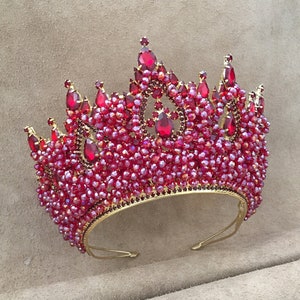 Burgundy Gold Crown, the Queen's Crown, Wedding Headpiece Bridal ...