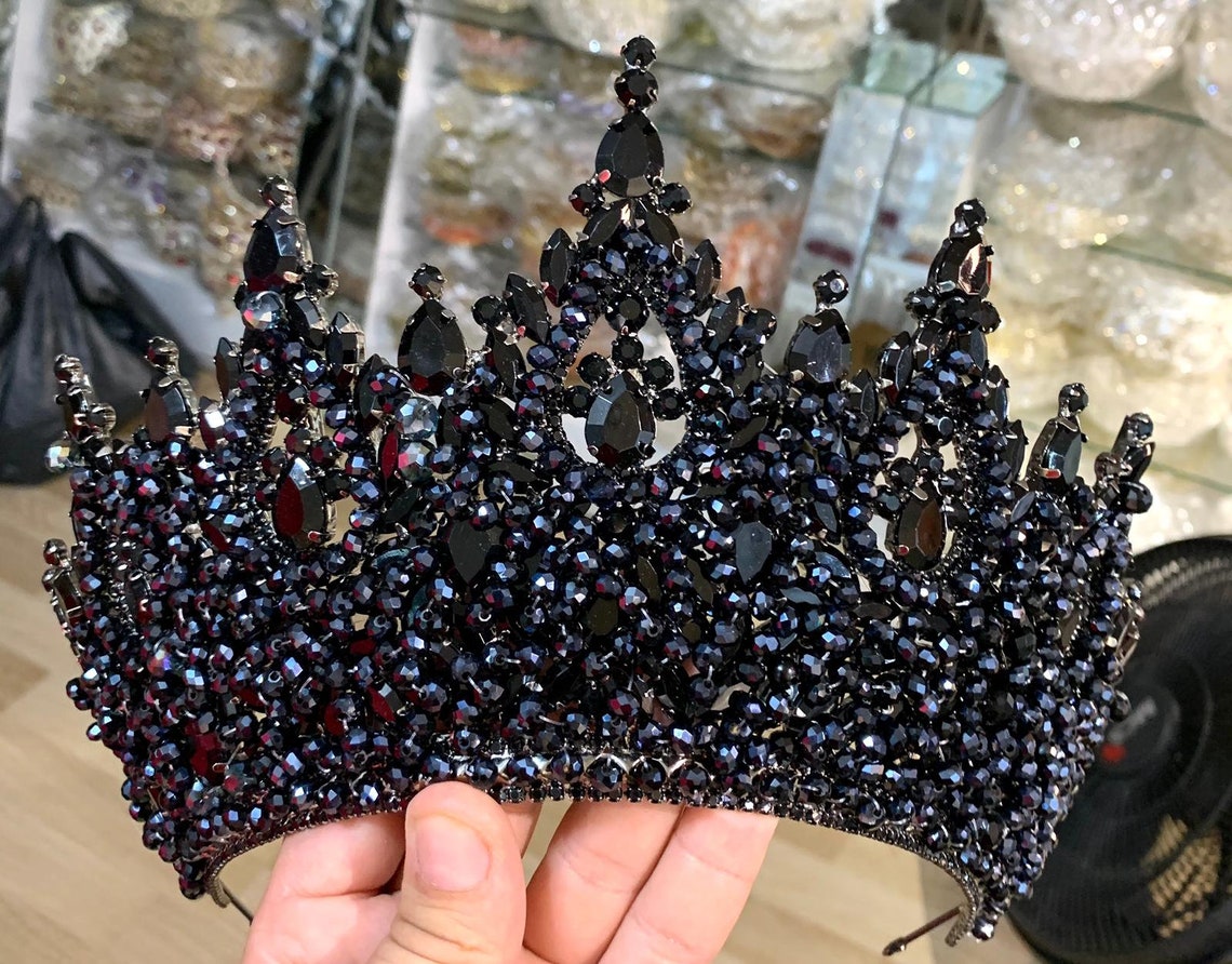 Black Crystal Crown, Halloween Crown, Wedding Headpiece Bridal ...
