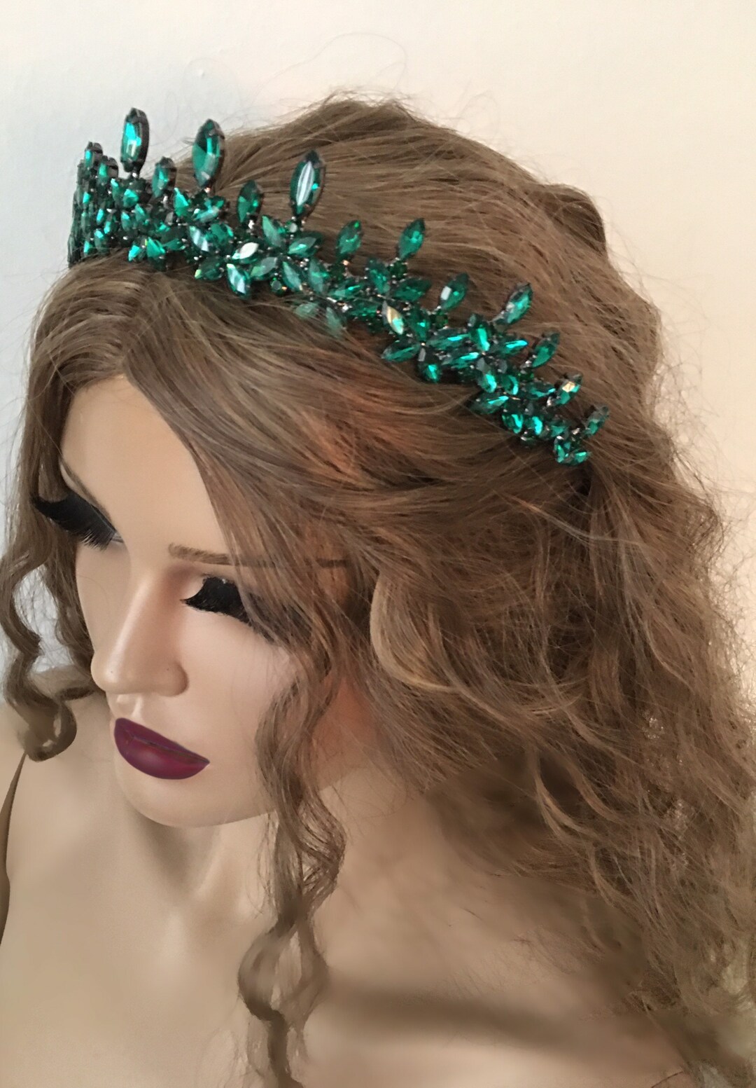 Green Crown Emerald Green Crown Hair Accessory Bridal - Etsy