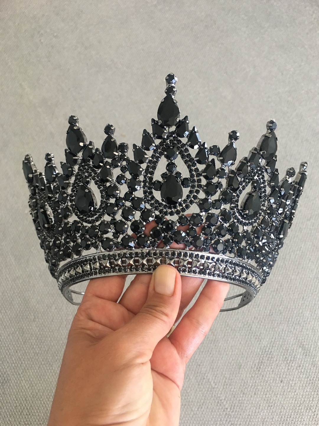 Black Crystal Crown, Black Tiara, Wedding Headpiece Bridal Headpiece ...
