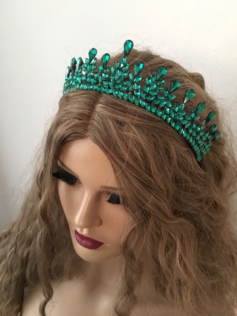 Crown Bridal Green Tiara Bridal Hairpiece Bridal Tiaras - Etsy
