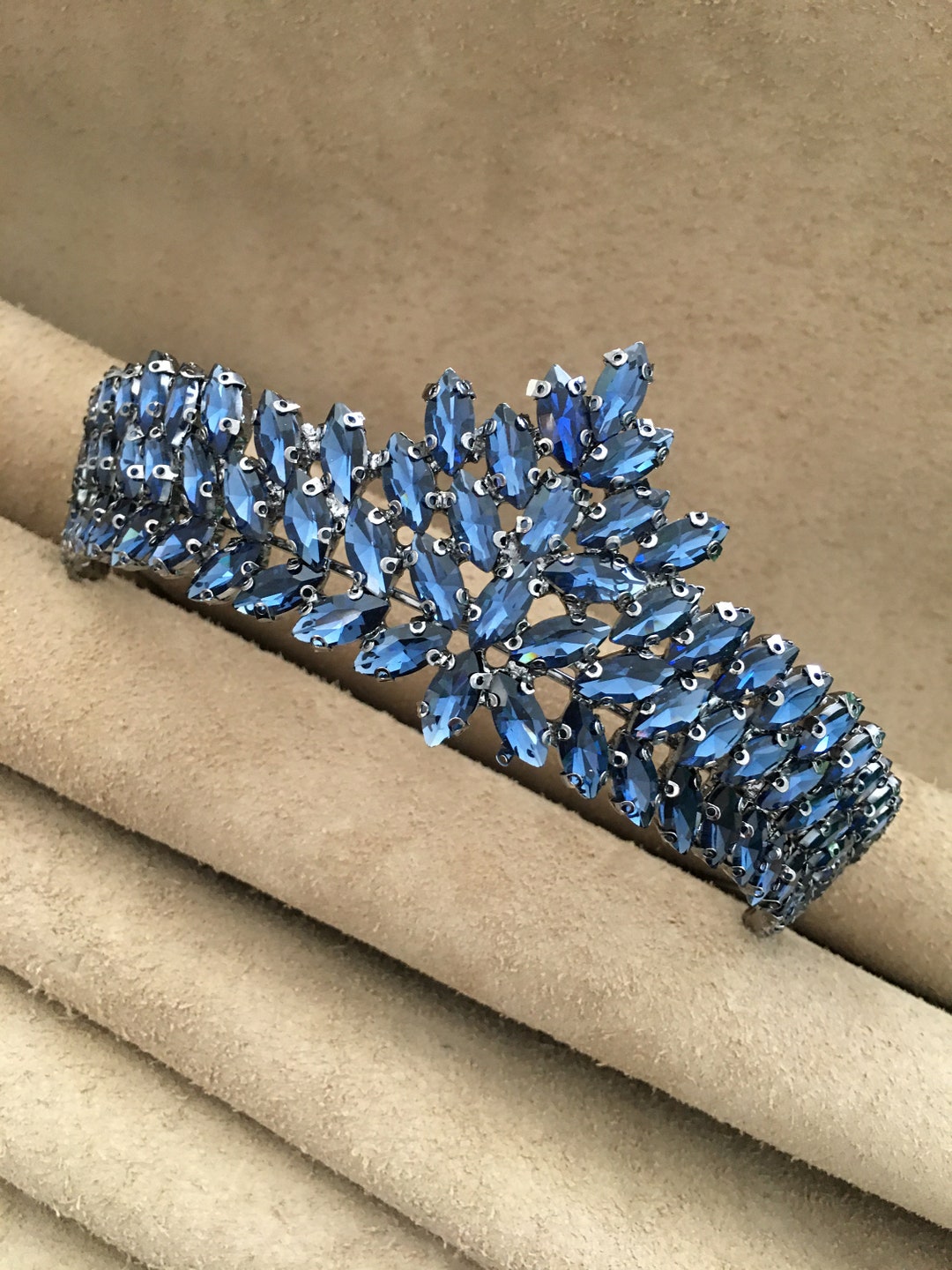 Navy Crown, Blue Hair Accessory, Bridal Hairpiece, Bridal Tiaras ...