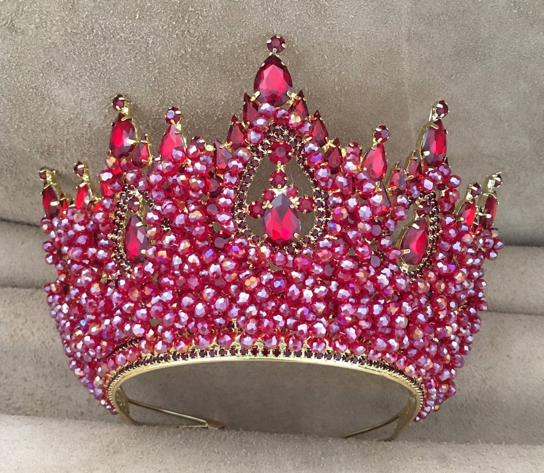 Burgundy Gold Crown, the Queen's Crown, Wedding Headpiece Bridal ...