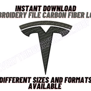 Tesla Machine Embroidery Design - INSTANT DOWNLOAD, Carbon Fiber Look ...