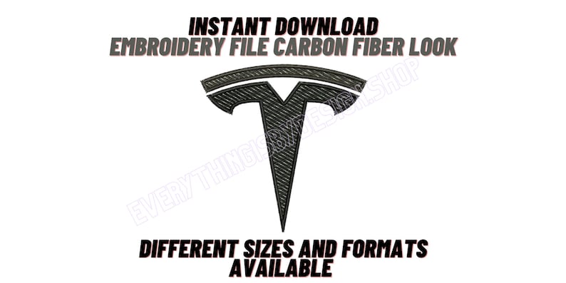 Tesla Machine Embroidery Design - INSTANT DOWNLOAD, Carbon Fiber Look ...