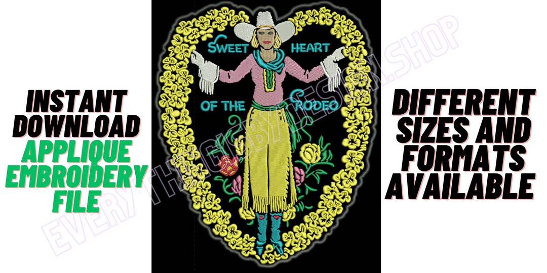 Sweetheart of the Rodeo, Applique Machine Embroidery Design File ...