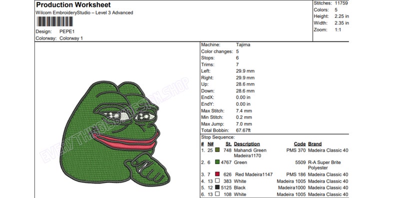 PEPE Meme Embroidery Design PEPE Logo Instantly Download - Etsy
