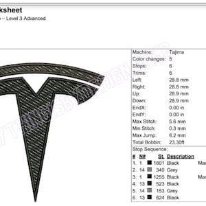 Tesla Machine Embroidery Design - INSTANT DOWNLOAD, Carbon Fiber Look ...