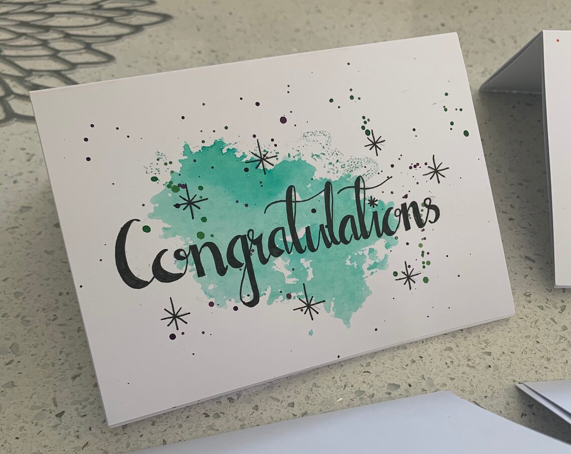 Congratulations - Hand Lettered Greetings Card - A6 Blank - Etsy