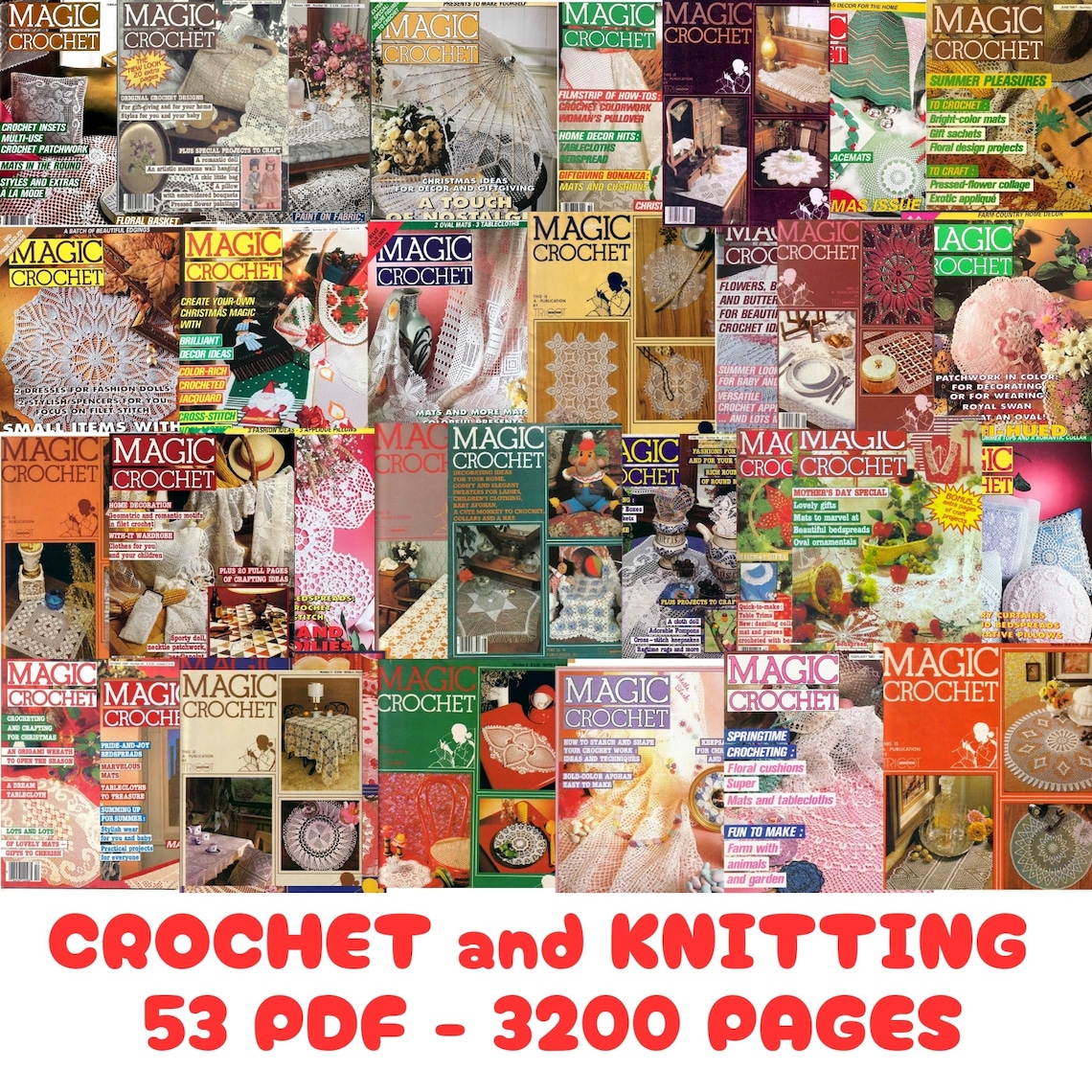 Magic Crochet Magazine, Crochet and Knitting Magazine, Vintage 53 ...