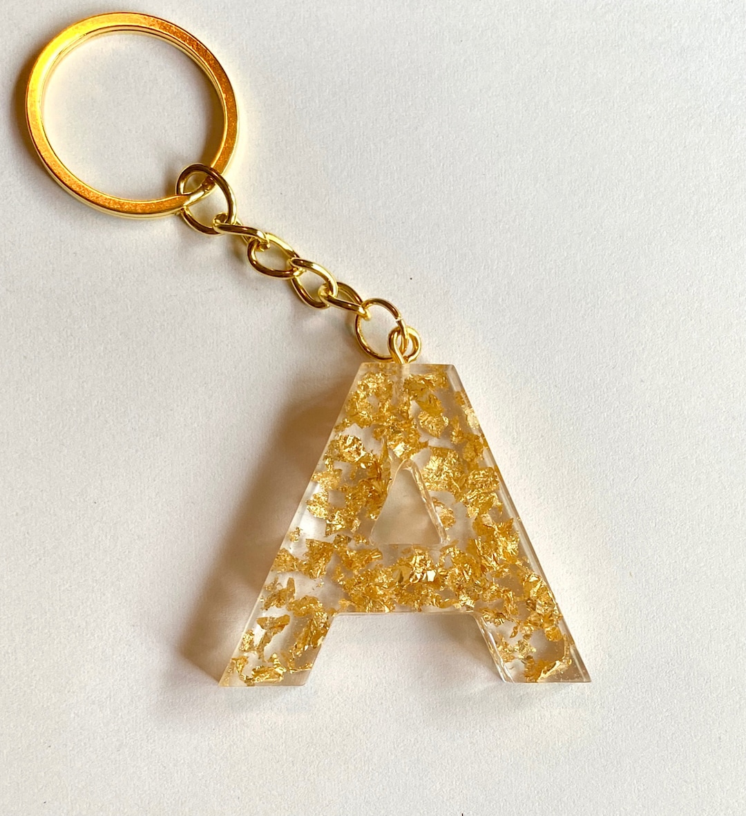 Resin Gold Flake "a" Keychain - Etsy