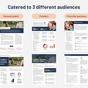 Nonprofit One-pager Templates: Impact Report Canva Designs - Etsy