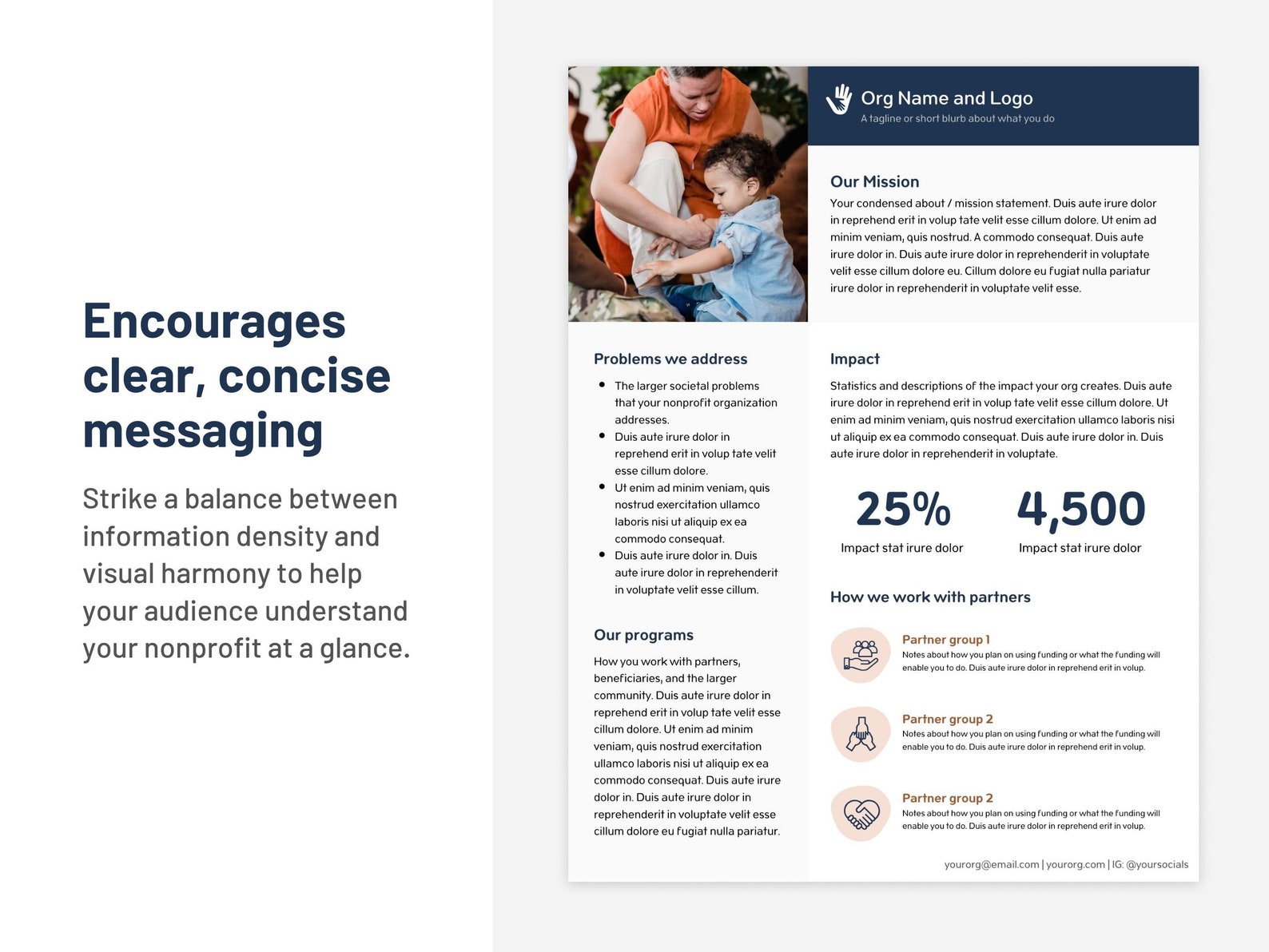 Nonprofit One-pager Templates: Impact Report Canva Designs - Etsy