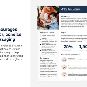 Nonprofit One-pager Templates: Impact Report Canva Designs - Etsy