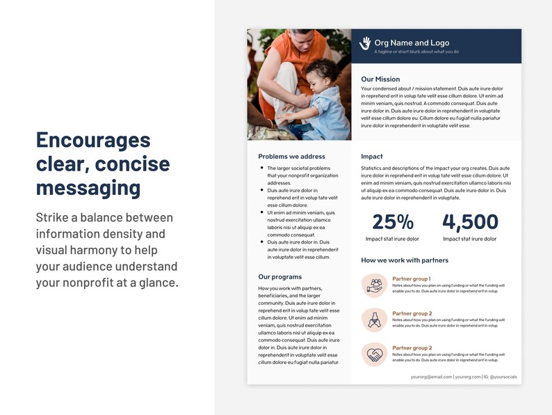 Nonprofit One-pager Templates: Impact Report Canva Designs - Etsy