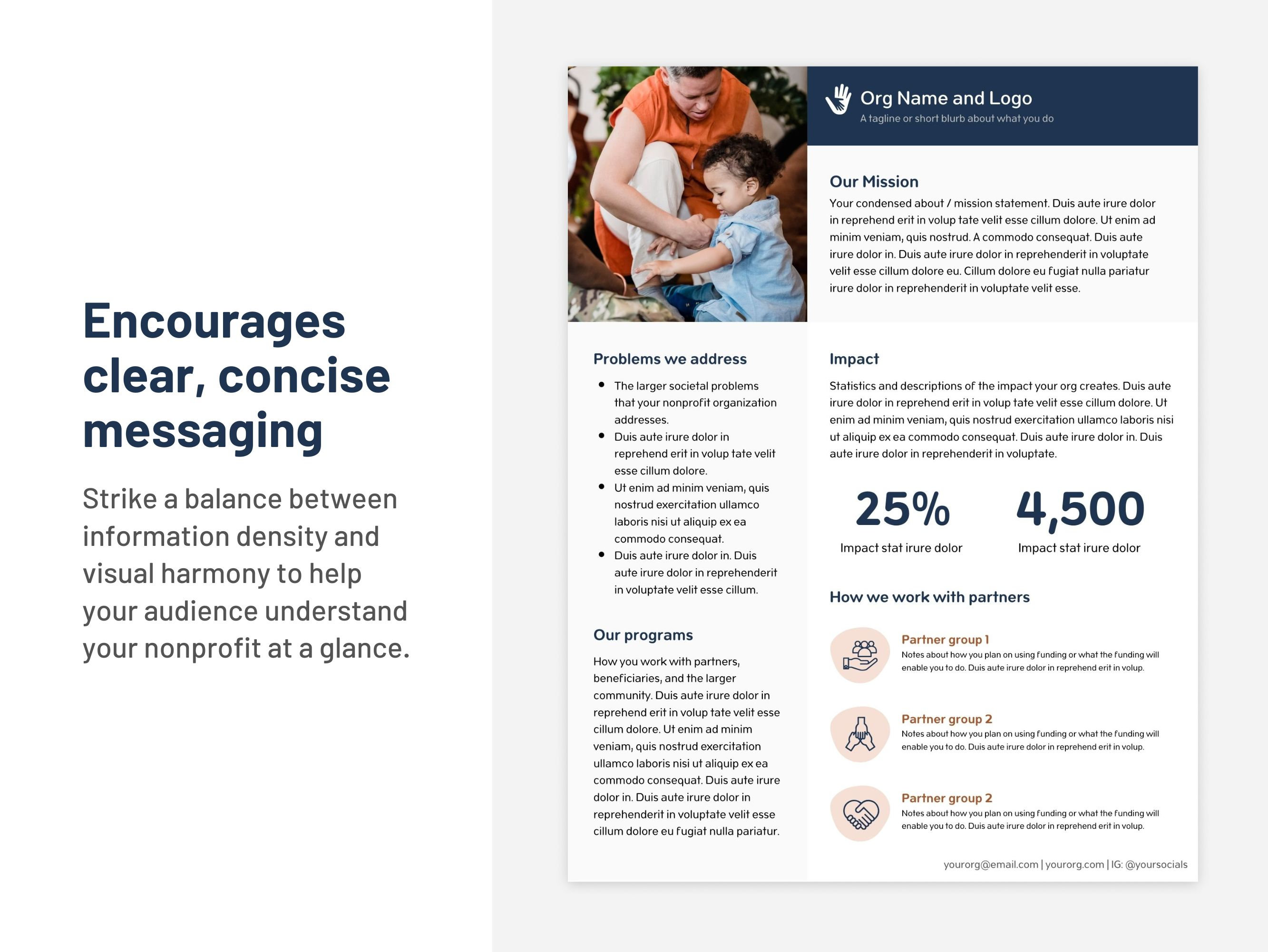 Nonprofit One-pager Templates: Impact Report Canva Designs - Etsy