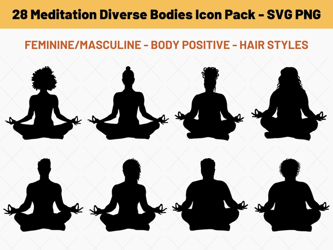 Meditation Diverse Bodies SVG PNG Icon Pack Bundle | Instagram, Social ...