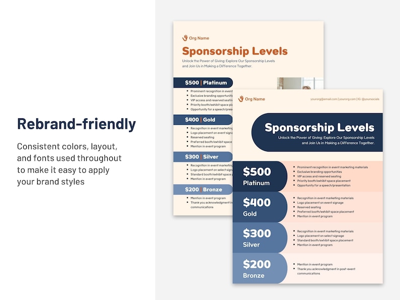 Nonprofit Sponsorship Fundraiser Flyers: Editable Canva Template (5 ...