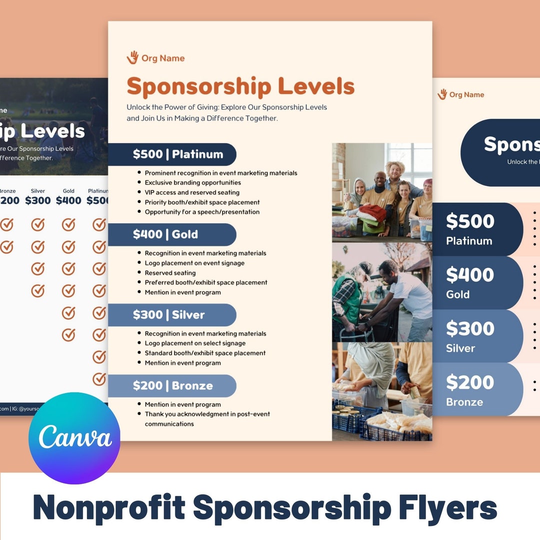 Nonprofit Event Sponsorship Fundraising Flyers Editable - Etsy