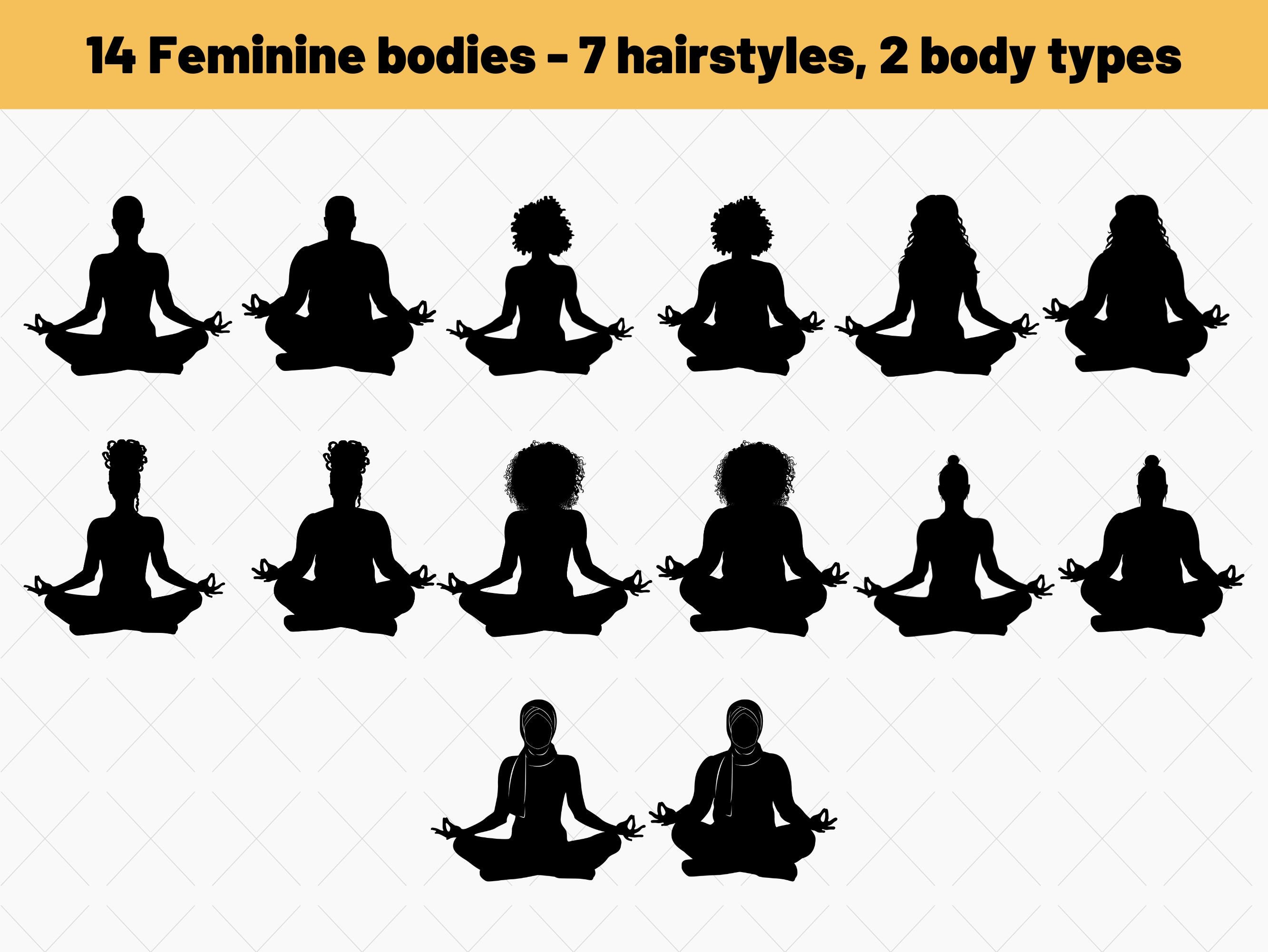 Meditation Diverse Bodies SVG PNG Icon Pack Bundle Instagram, Social ...