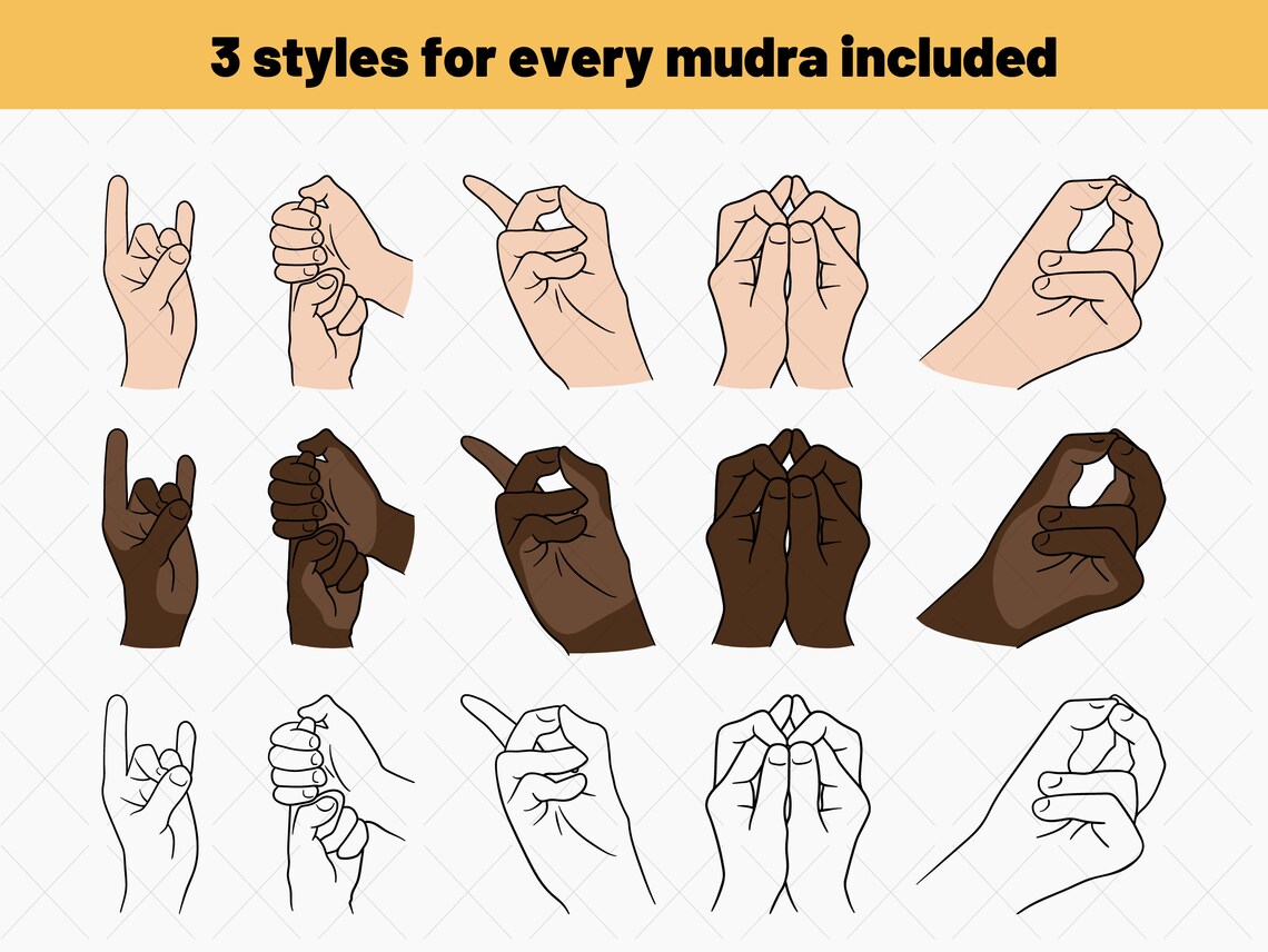 Mudras Icon Pack: Hand Drawn Vector Graphics (digital Download) - Etsy