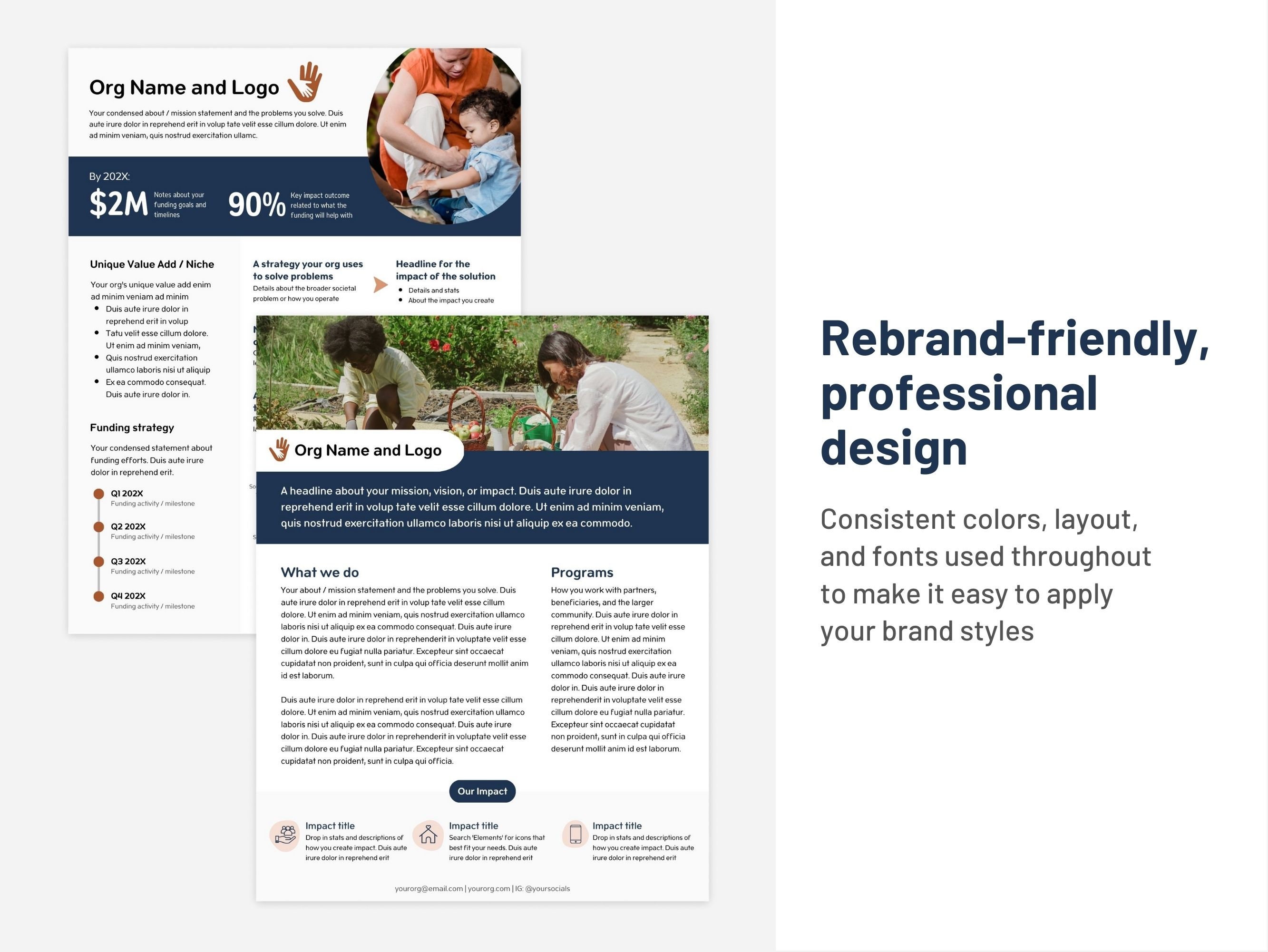 Nonprofit One-pager Templates: Impact Report Canva Designs - Etsy