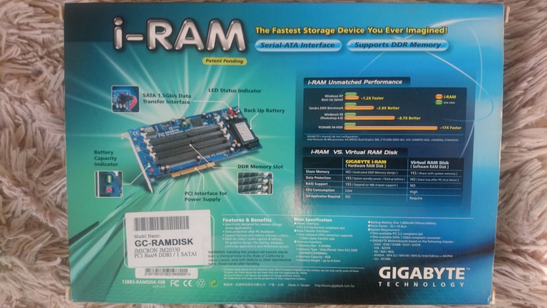 Gigabyte I-ram PCI Ramdisk Card | Ddr1 Ssd Storage | Rare Retro Pci ...