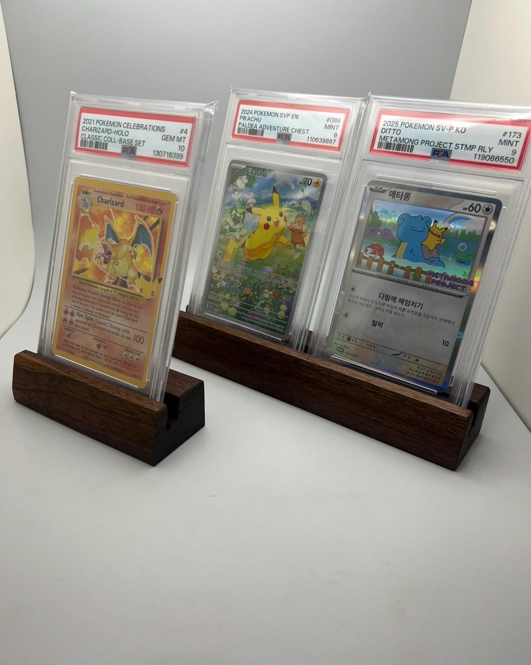 Hardwood Graded Card Display Stand | Trading Card Slab Holder | Sports ...