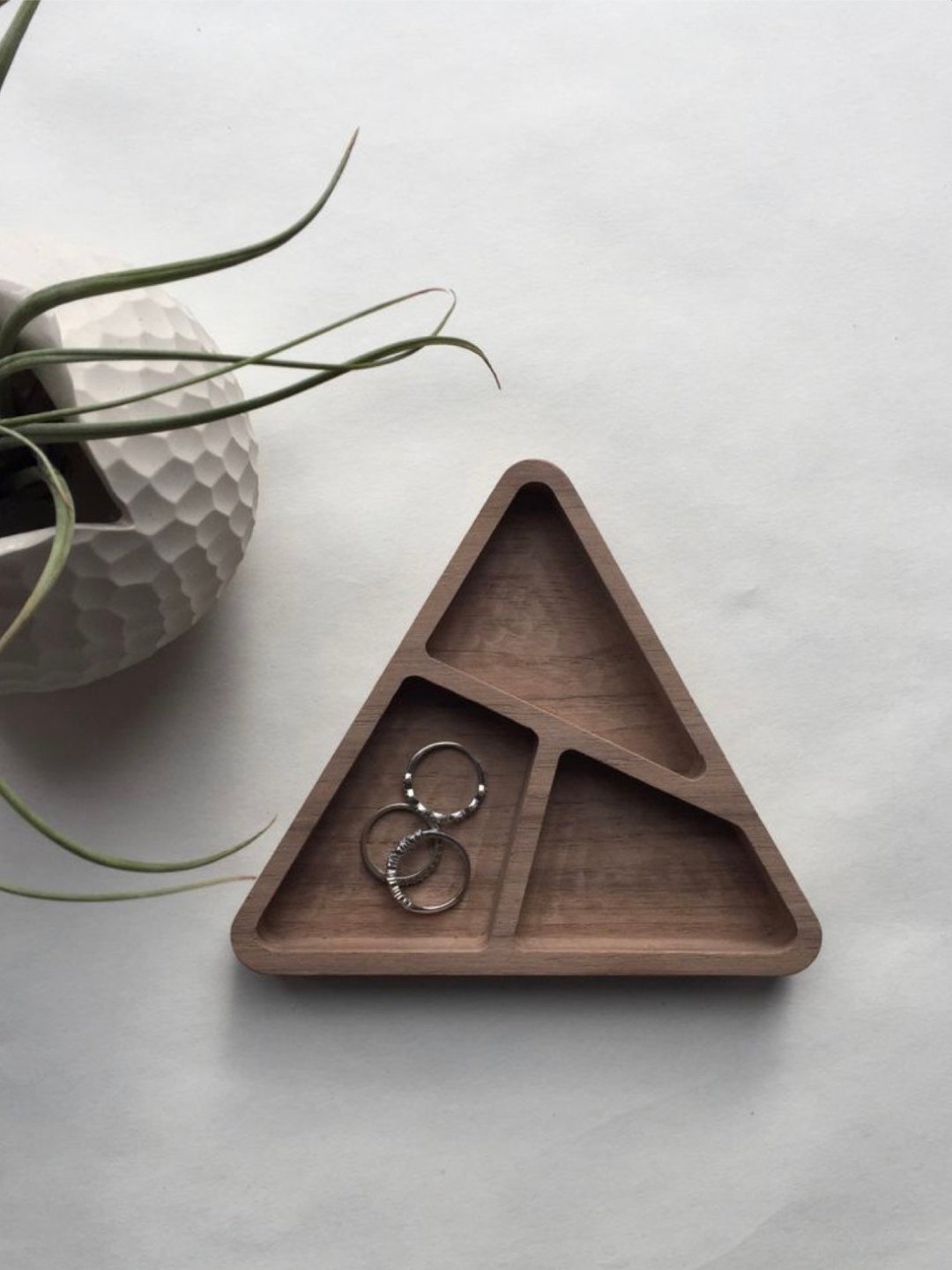 Handmade Hardwood Triangle Tray: Maple/walnut Ring Dish - Etsy