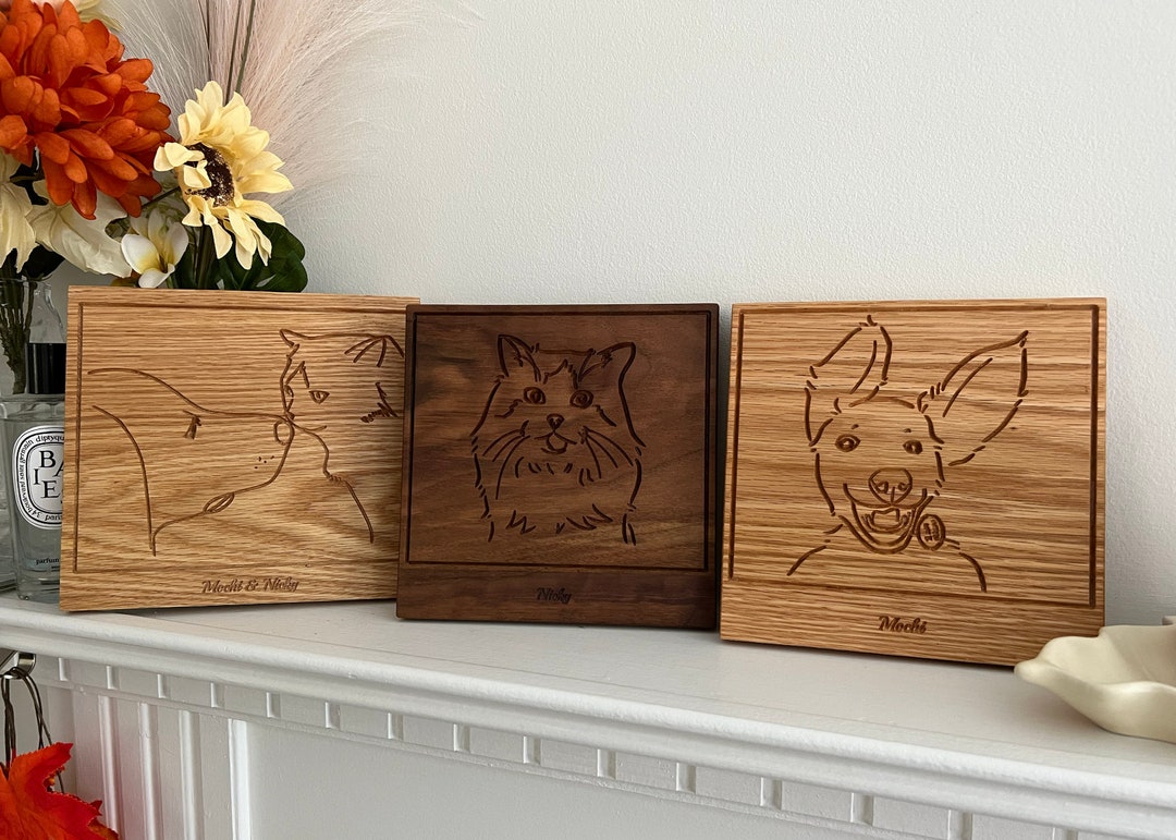 Custom Made Wooden Pet Portrait | Wood Engraving | Wood Art - Etsy