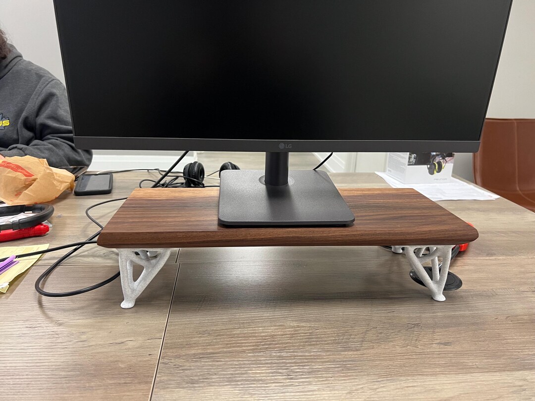 Hardwood Monitor Stand With Artistic 3D Printed Legs - Walnut, Maple ...