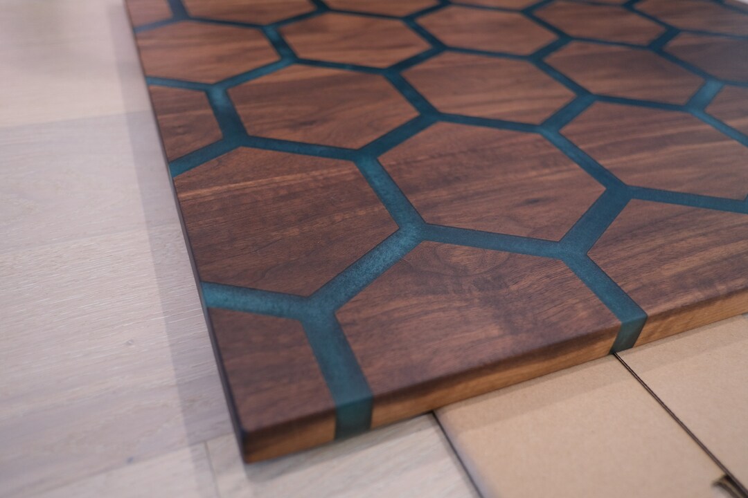 Honeycomb Epoxy Coffee Table Top: Hexagon Wood River Resin Table - Etsy
