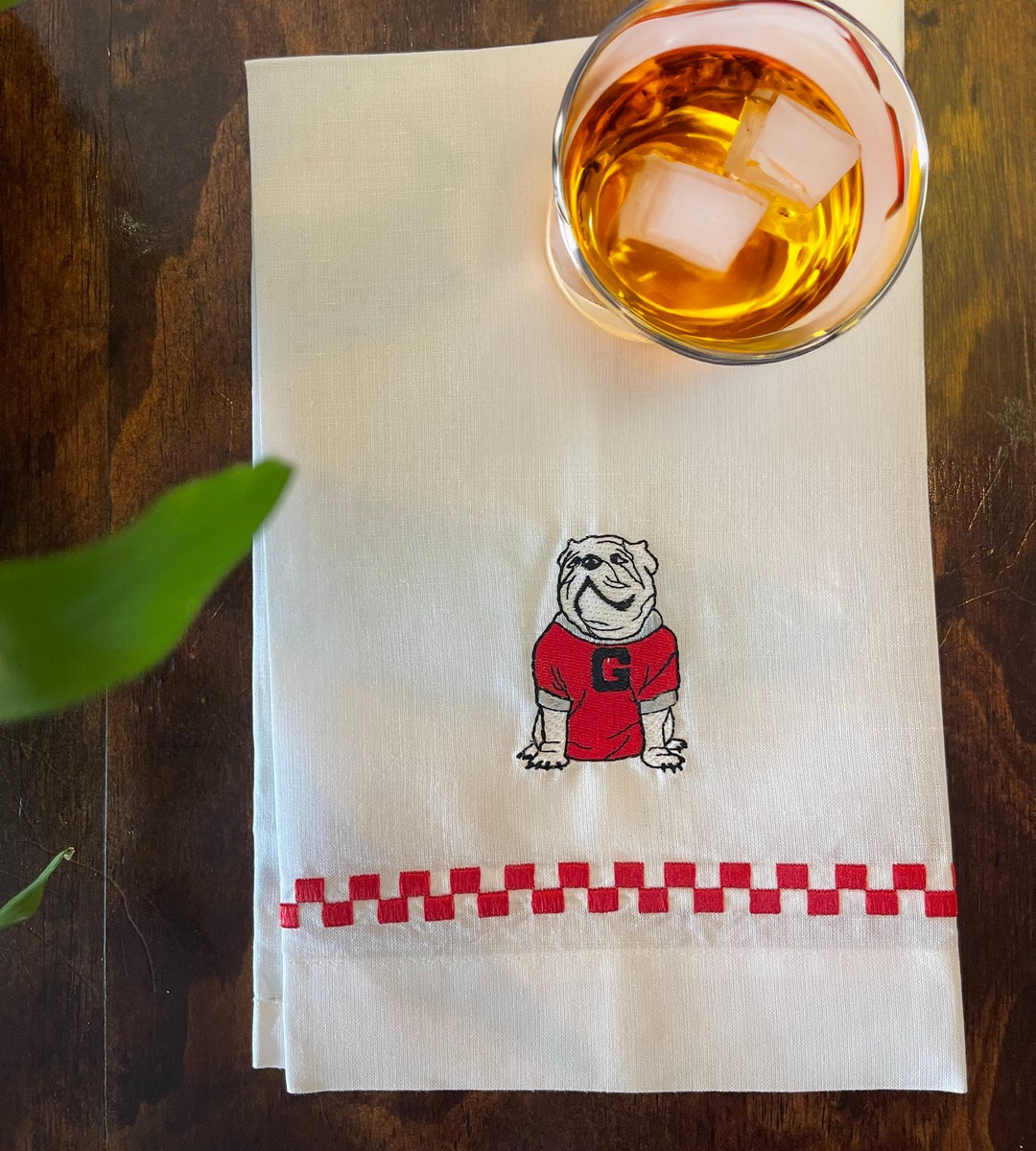 UGA Linen Guest Towel With Red Check Border All Dawgs Need These - Etsy
