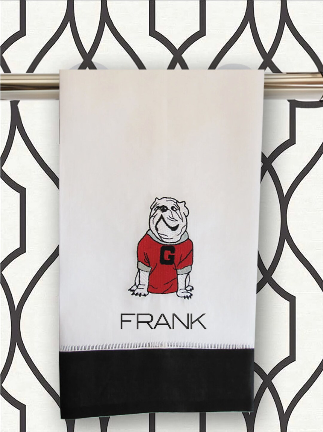 Personalized UGA Linen Guest Towel With Black Border - All Dawgs Need These! - Etsy