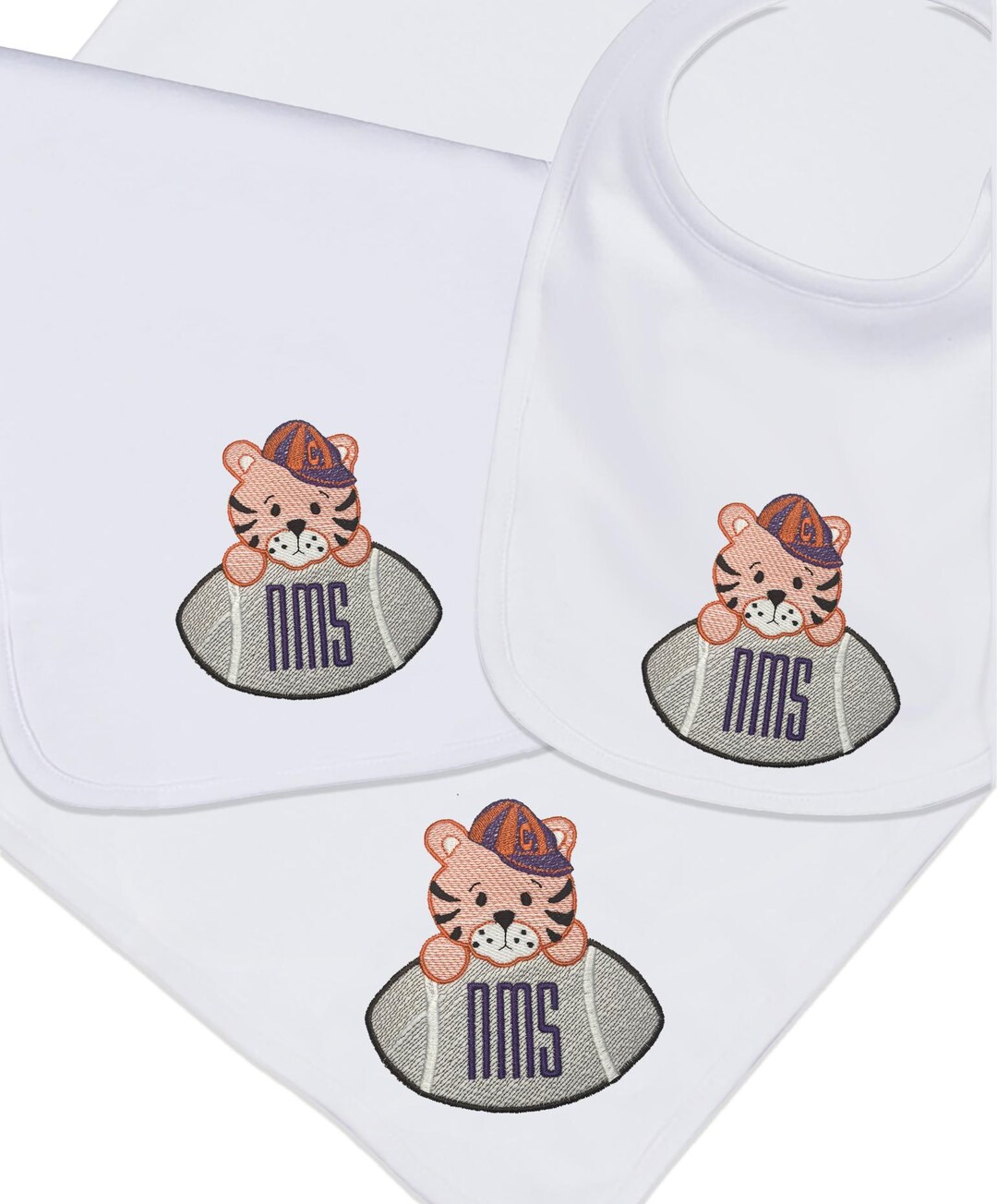 Personalized Baby Tiger Boy Embroidered Bib Burp Cloth Blanket Set ...
