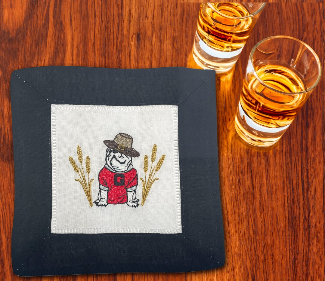 UGA Thanksgiving Cocktail Napkins Red Border Set of 4 - All Dawgs Need ...