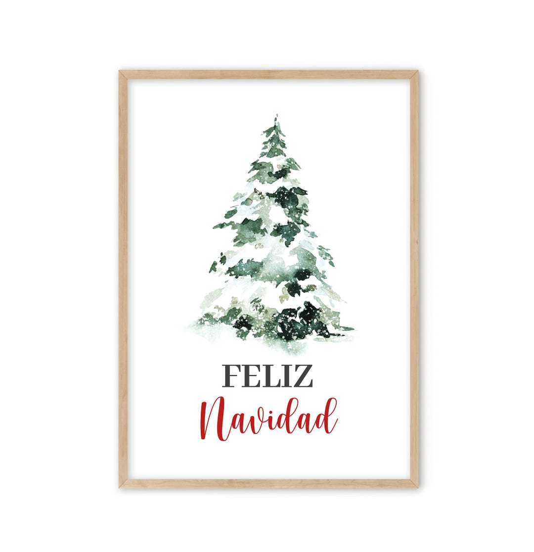 Feliz Navidad Christmas Tree Print, Holiday Wall Art (digital Download ...