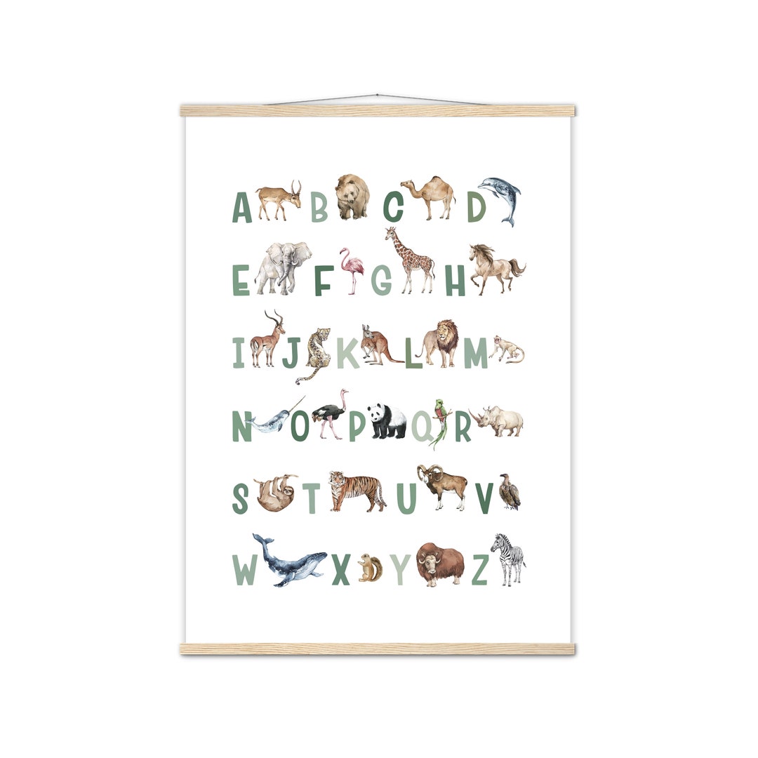 ENGLISH Alphabet Poster / Animal Alphabet / Nursery Decor / Kids Wall ...