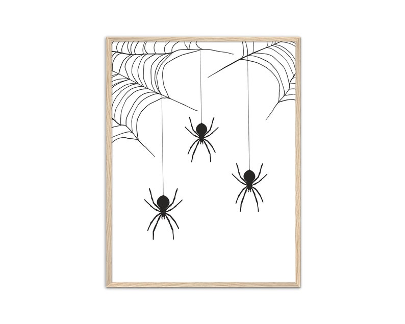 Halloween Spider Print, Halloween Printable Wall Art, Modern Spooky ...