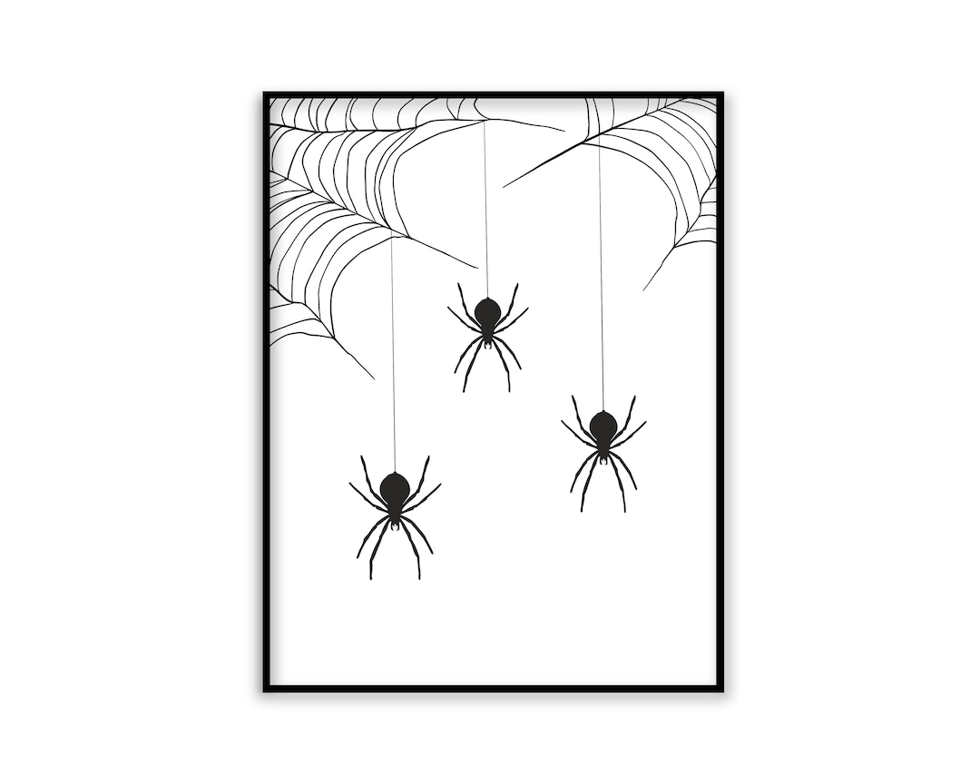 Halloween Spider Print, Halloween Printable Wall Art, Modern Spooky ...