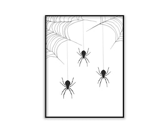 Halloween Spider Print, Home Decor Printable Art. Fall Holiday Wall ...