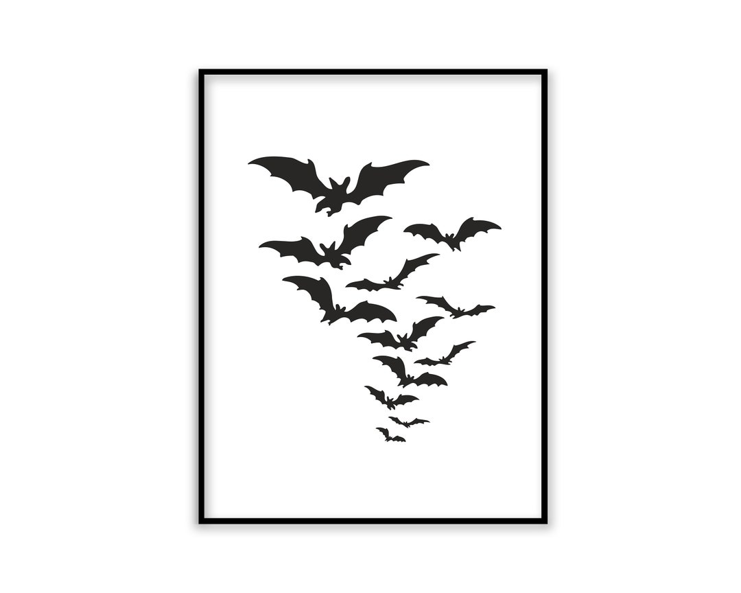 Halloween Bat Print, Halloween Printable Wall Art, Modern Spooky Home ...