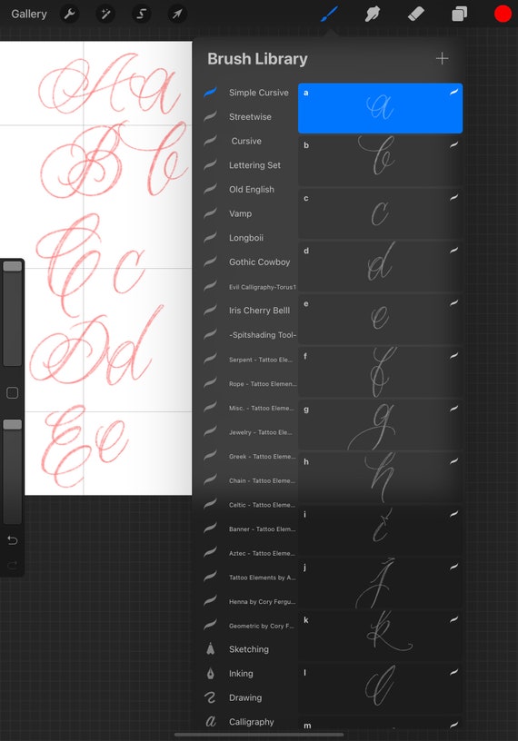 Cursive Lettering Brush Stamps | Etsy