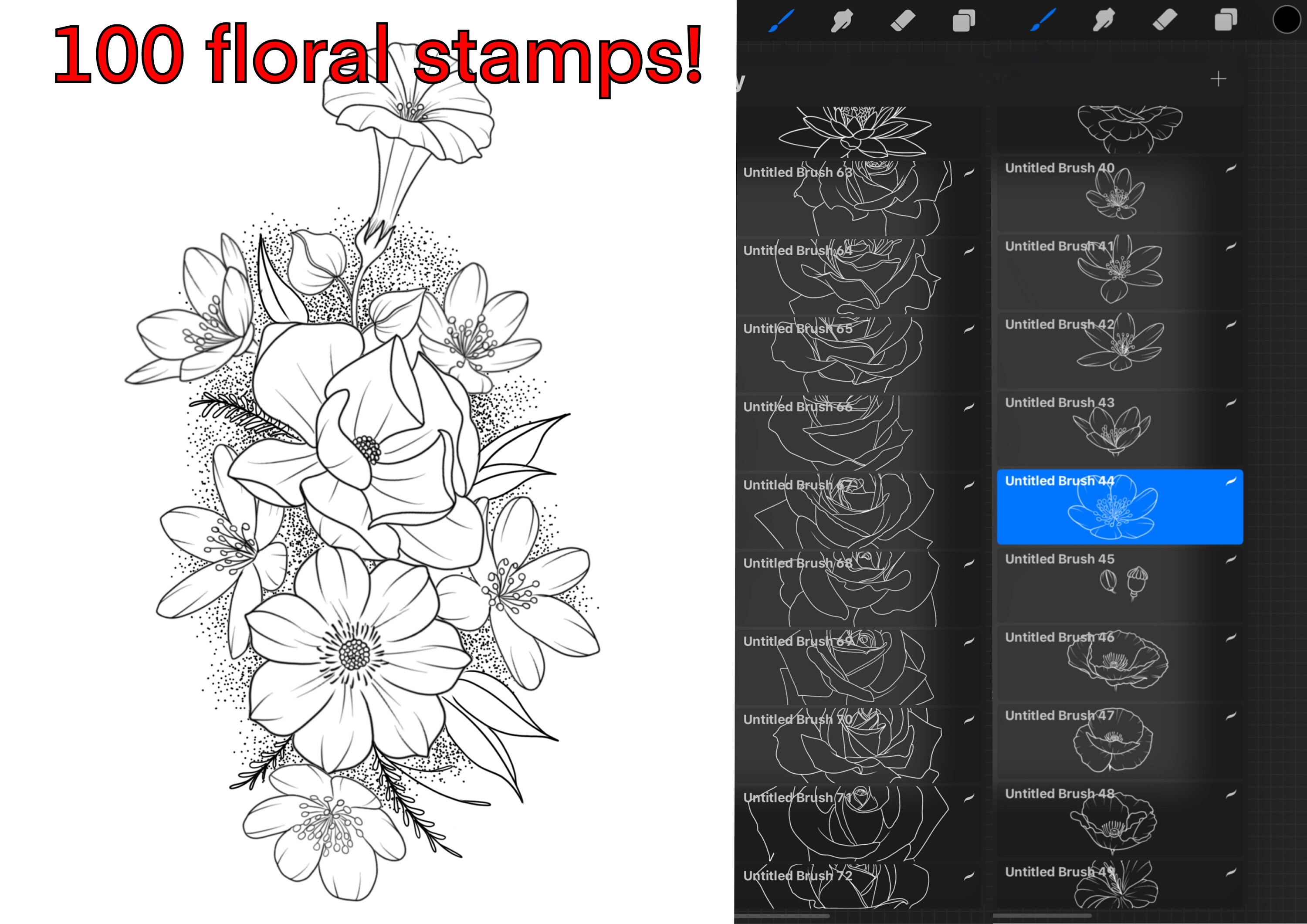 100 Floral Stamps for Stippling Tattoos - Etsy