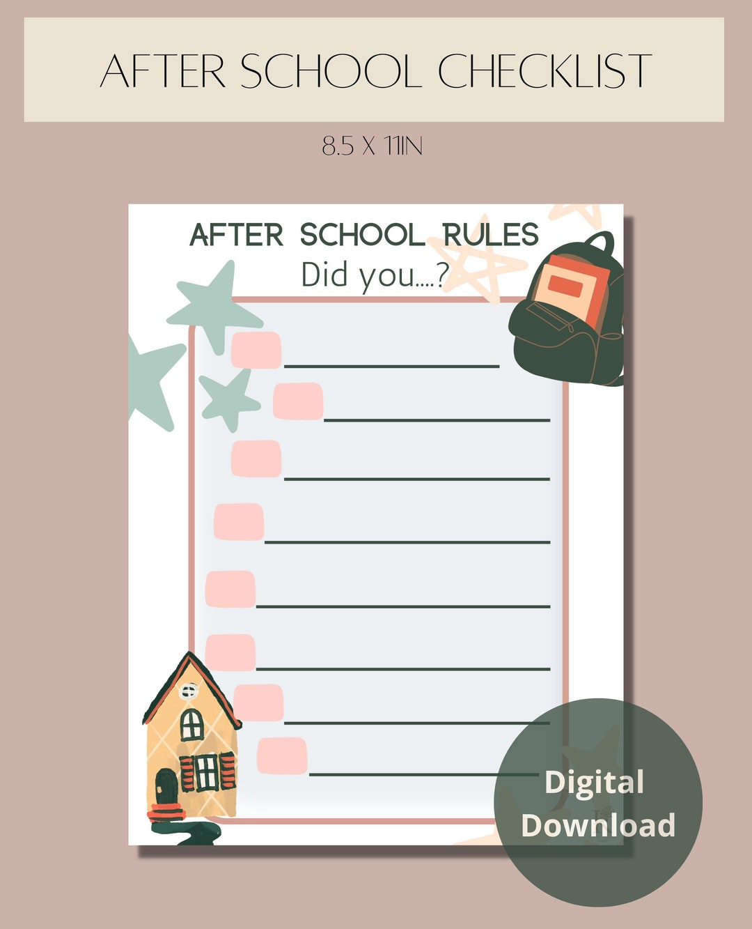 After School Check-list | To-do List for Kids, Students, Homeschool - Etsy