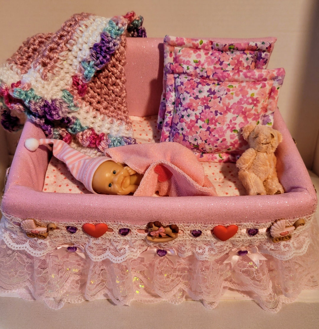 Rocking Horse-themed Miniature Crib Set, Handcrafted, Nursery ...