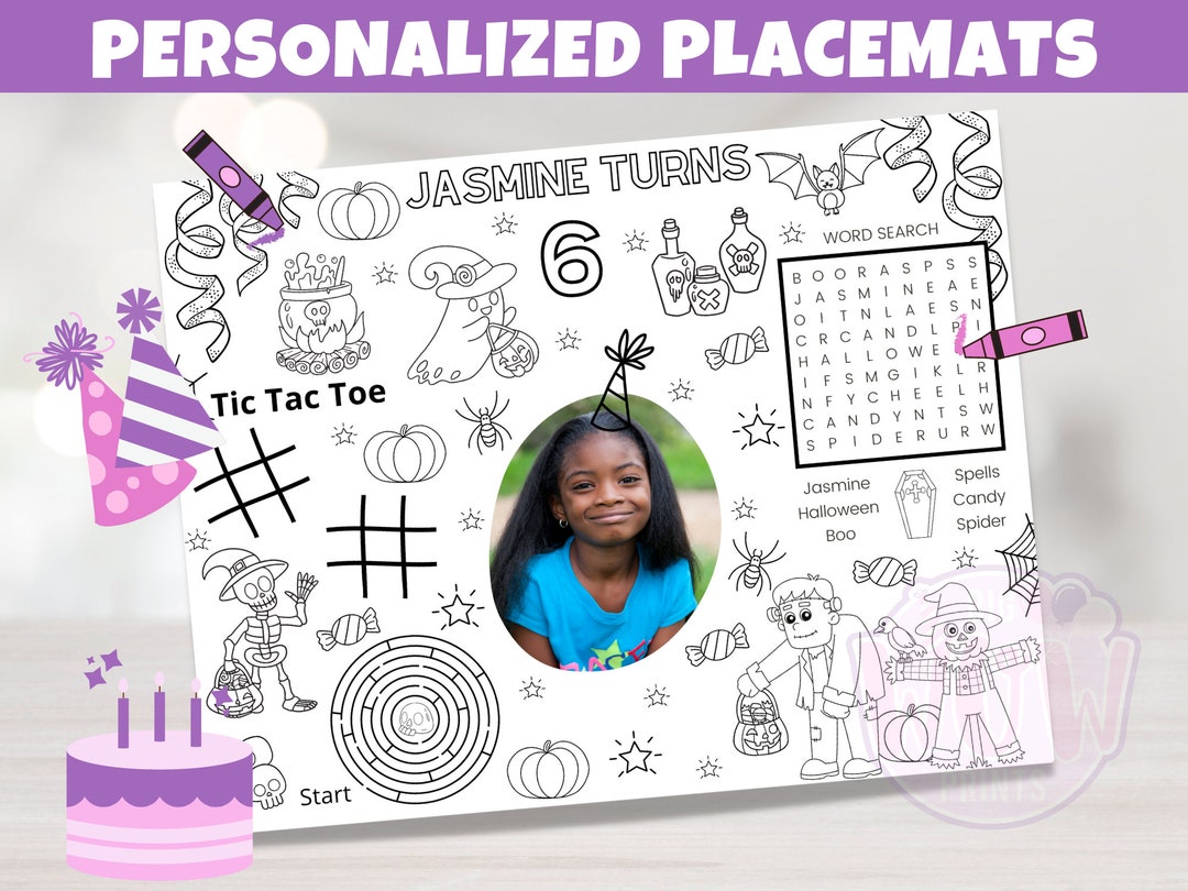 Personalized Halloween Themed Coloring Activity Placemats - Etsy
