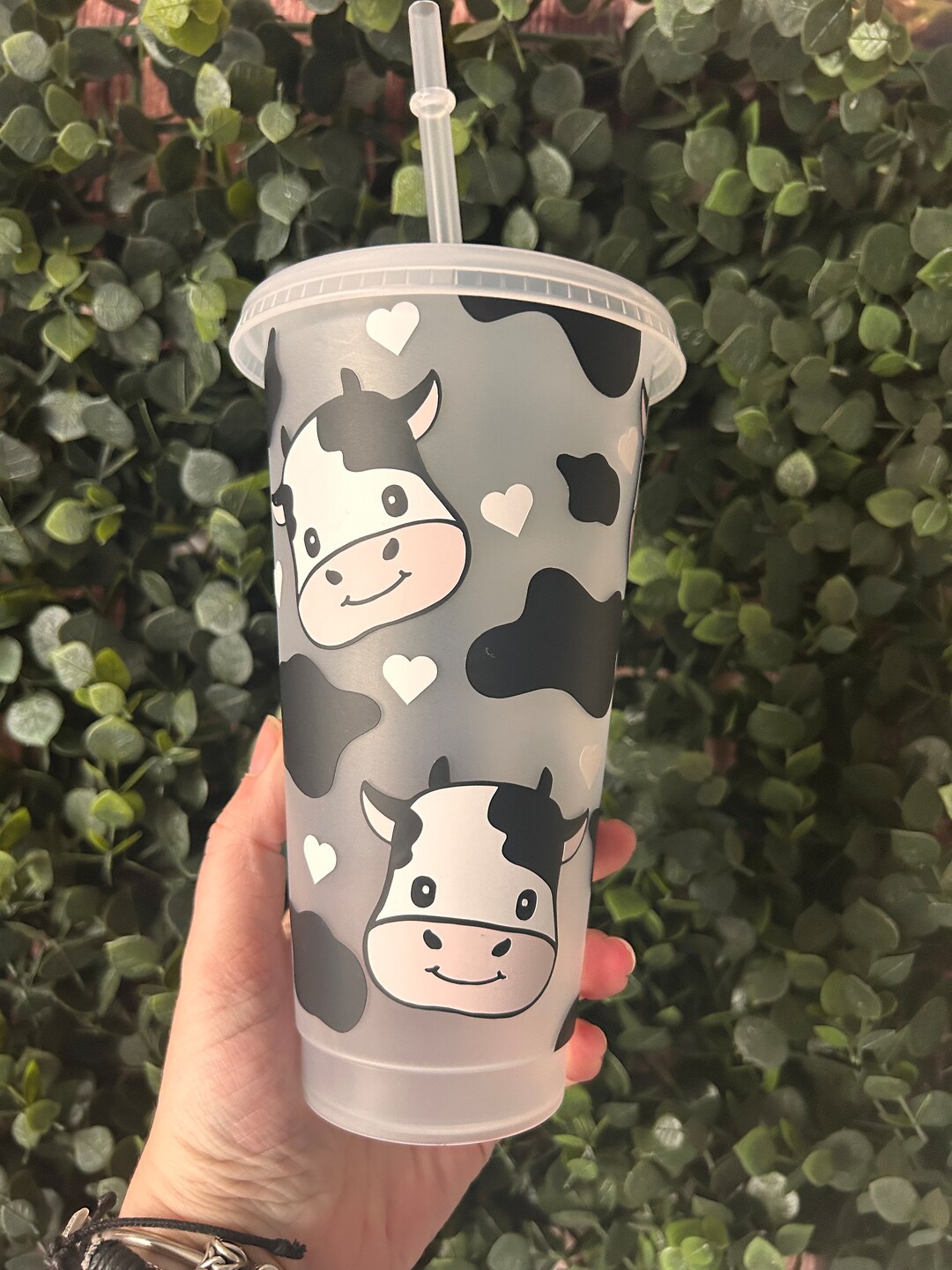 Cow Print / Cold Cup / Reusable Cold Cup/ Pink Shimmer Cows /. Tumbler ...