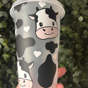 Cow Print / Cold Cup / Reusable Cold Cup/ Pink Shimmer Cows /. Tumbler ...