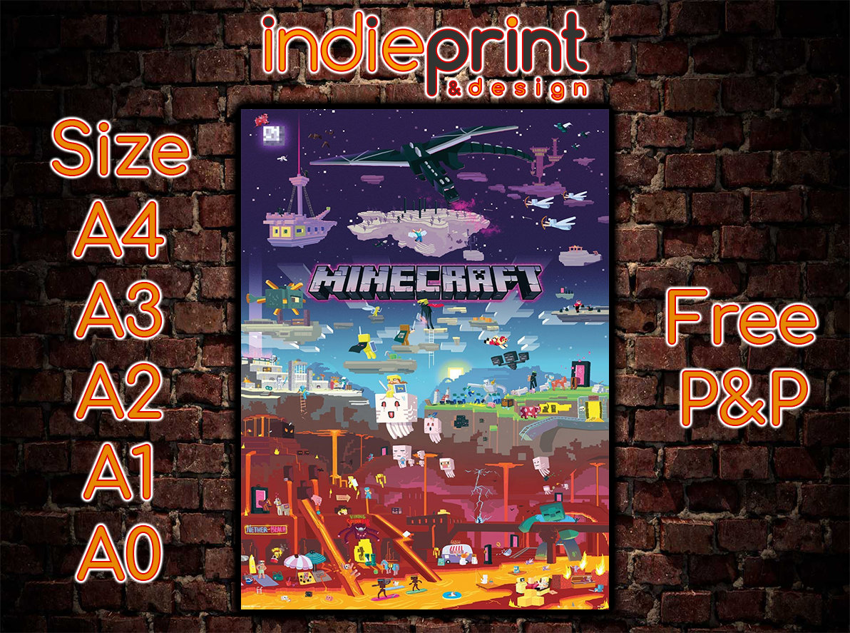 Minecraft Vinyl Poster A4 A0 Sizes Quality Thick Poster | Etsy